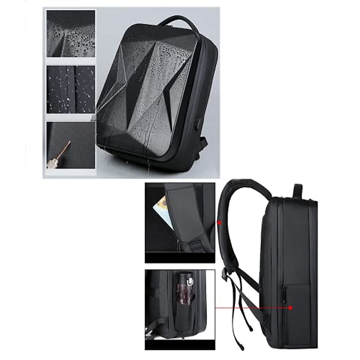 SOLOAD Hard Shell Laptop Backpack 17 Inch Business Gaming Backpack Waterproof with USB Charging Port (Hard Shell Black)