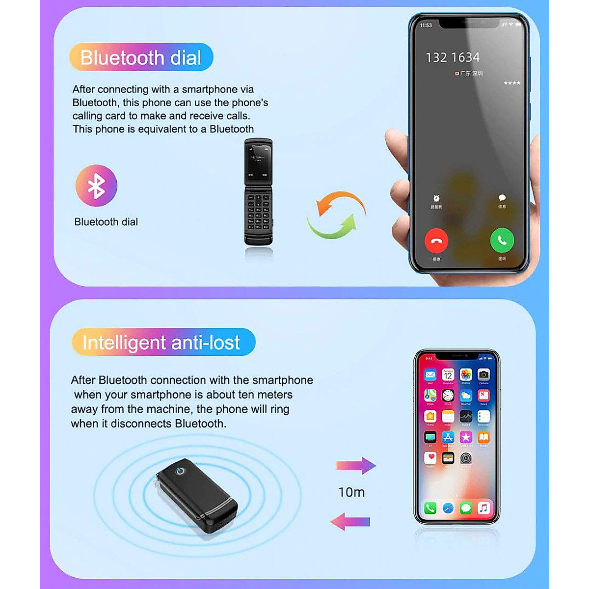 XBOSS F1 Flip Mobile Phone Smallest Phone in The World Design Unlocked (Black)