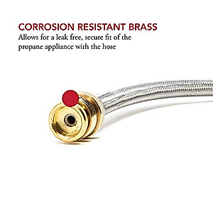 GasOne 50143 4 ft Propane Adapter 1 lb to 20lb Converter Hose, Silver