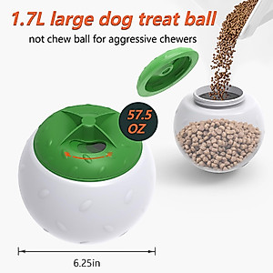 Salodal Interactive Dog Treat Dispenser Ball, 6.25'', 1.7L, Adjustable Food Leak Opening, for IQ Training & Slow Feeding, Large Dog Toy
