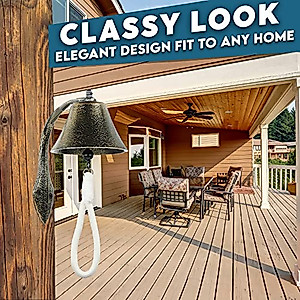 Upstreet Dinner Bell for Outside or Inside Made of Red Copper Hanging Bell, Cast Iron Outdoor Bell to Wall Mounted Surfaces for Church, Home, and School Bell (Red, 6)