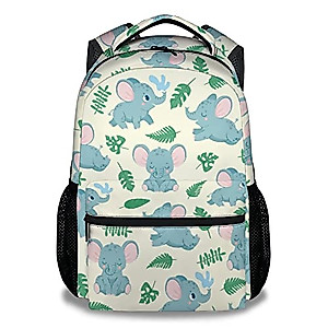 KNOWPHST Elephant Backpacks for Girls, Boys - 16 Inch Cute Backpack for School - Green, Large Capacity, Durable, Lightweight Bookbag for Kids Travel