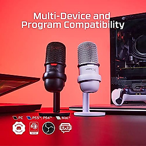 HyperX SoloCast – USB Condenser Gaming Microphone, for PC, PS5, PS4, and Mac, Tap-to-Mute Sensor, Cardioid Polar Pattern, Great for Streaming, Podcasts, Twitch, YouTube, Discord - White