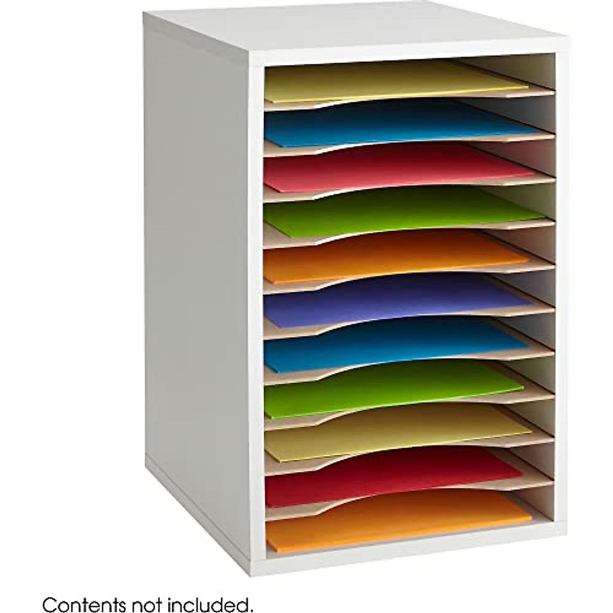 Safco Products Wood Adjustable Literature Organizer, 36 Compartment 9424GR, Gray & Vertical Desktop Sorter, 11 Compartment 9419GR, Gray, Letter-Size Shelves, Durable Laminate Finish