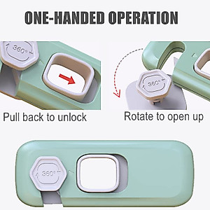 5 Pack Child Proof Refrigerator Lock, QYESWHSR Fridge Locks for Kids with Sticky Adhesive Pads, Child Safety Locks for Doors, RV Refrigerator, Oven Lock Child Safety Baby Cabinet Locks - Green Updated