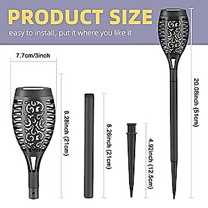 Liveasily 4 Pack Led Solar Torch Light with Flickering Flame Outdoor Waterproof, Solar Torches Stake Lights, Auto On/Off Solar Garden Lights Decorations