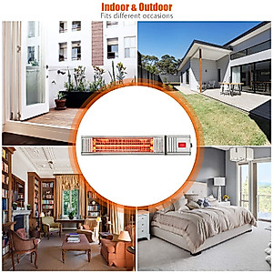 Tangkula 1500W Wall Mount Patio Heater, Indoor/Outdoor Infrared Heater w/Remote Control, 24h Timer, 9 Adjustable Temperature & Auto Shut-off, Infrared Outdoor Heater for Backyard, Garage, Office