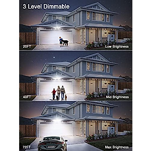 SOLLA 5000LM Dusk to Dawn Motion Sensor Security Light, 5000K Motion Security Light Outdoor, Hardwired, IP65 Waterproof, 3 Head Motion Detector Floodlight for Yard, Patio, Porch