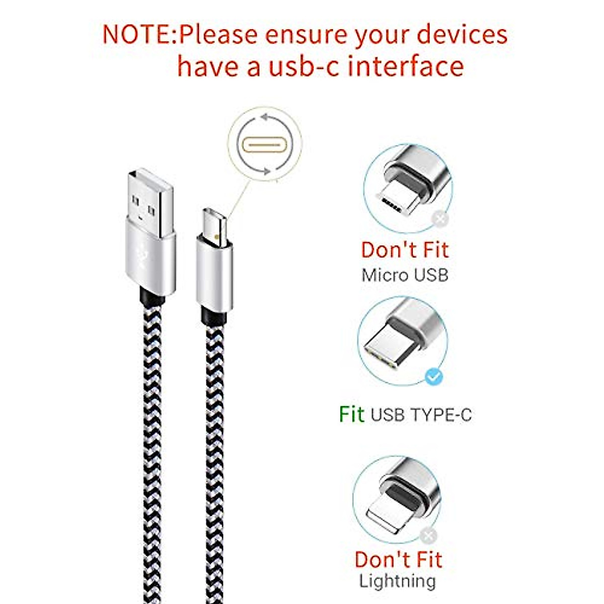 5 Pack USB C Cable and 3 Pack Right Angle USB C Cable