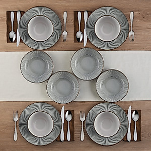 Pfaltzgraff Arlie Gray 12 Piece Dinnerware Set, Service for 4, Gray