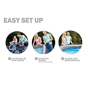 Intex Easy Set 8 Foot x 30 Inch Round Inflatable Top Ring Outdoor Backyard Above Ground Swimming Pool for Kids and Adults with 330 GPH Filter Pump