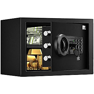 Tenamic Safe Box 0.8 Cuft Fireproof Waterproof Home Safe, Keypad Small Lock Box Cabinet Safes, Solid Alloy Steel Office Hotel Home Mini Safe, Black