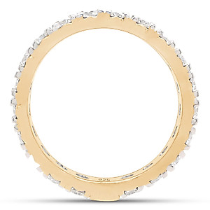 SAVEARTH DIAMONDS 1 3/5 ct. t.w Round Cut Lab Created Moissanite Diamond Full Eternity Stackable Wedding Band Ring In 14K Yellow Gold Over Sterling Silver (VVS1 Clarity, 1.60 Cttw)-7