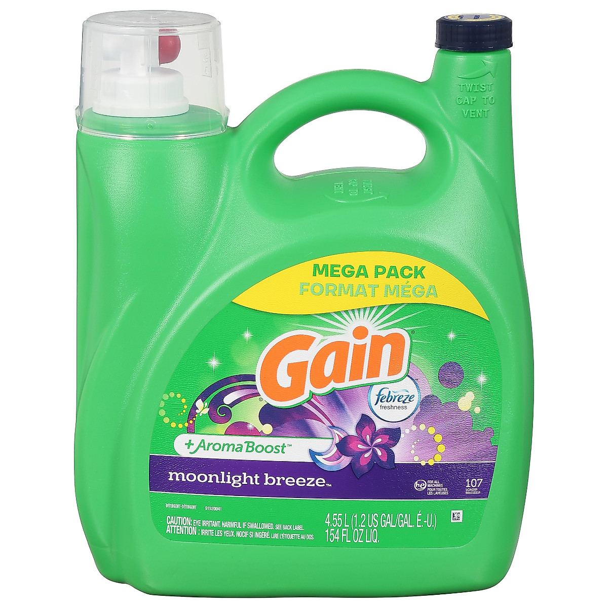 Gain, Detergent + Aroma Boost Moonlight Breeze Mega Pack, 154 Ounce
