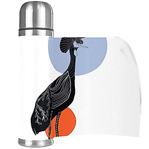 Stainless Steel Leather Vacuum Insulated Mug Bird Thermos Water Bottle for Hot and Cold Drinks Kids Adults 16 Oz