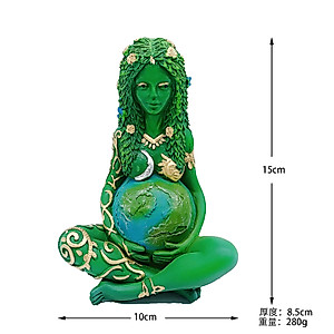 Mother Earth Goddess Statue, Millennial Gaia Statue Mother Earth Art Statue Polyresin Figurine , Retro Home and Garden Decorative Figurine (Green)