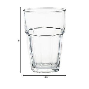 Bormioli Rocco Glass Co., Inc. Rock Bar 16.25 oz. Stackable Cooler Glass for Cold Drinks, Juices, and Cocktails, Set of 6, Clear