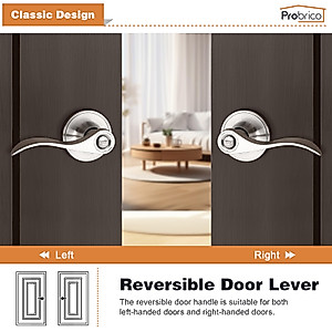 Probrico Bed/Bath Door Levers Wave Style Door Handles in Satin Nickel Wholesale Privacy Door Locks (10 Pack)