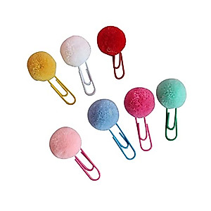 ARTIBETTER Paper Clips 72 pcs Cute Memo Bookmark Clips Accessories Metal Favors Kawaii Plush School Novelty Gift Office Note Pompom for Paper Color Shape Clip Random Party Mini Paperclips
