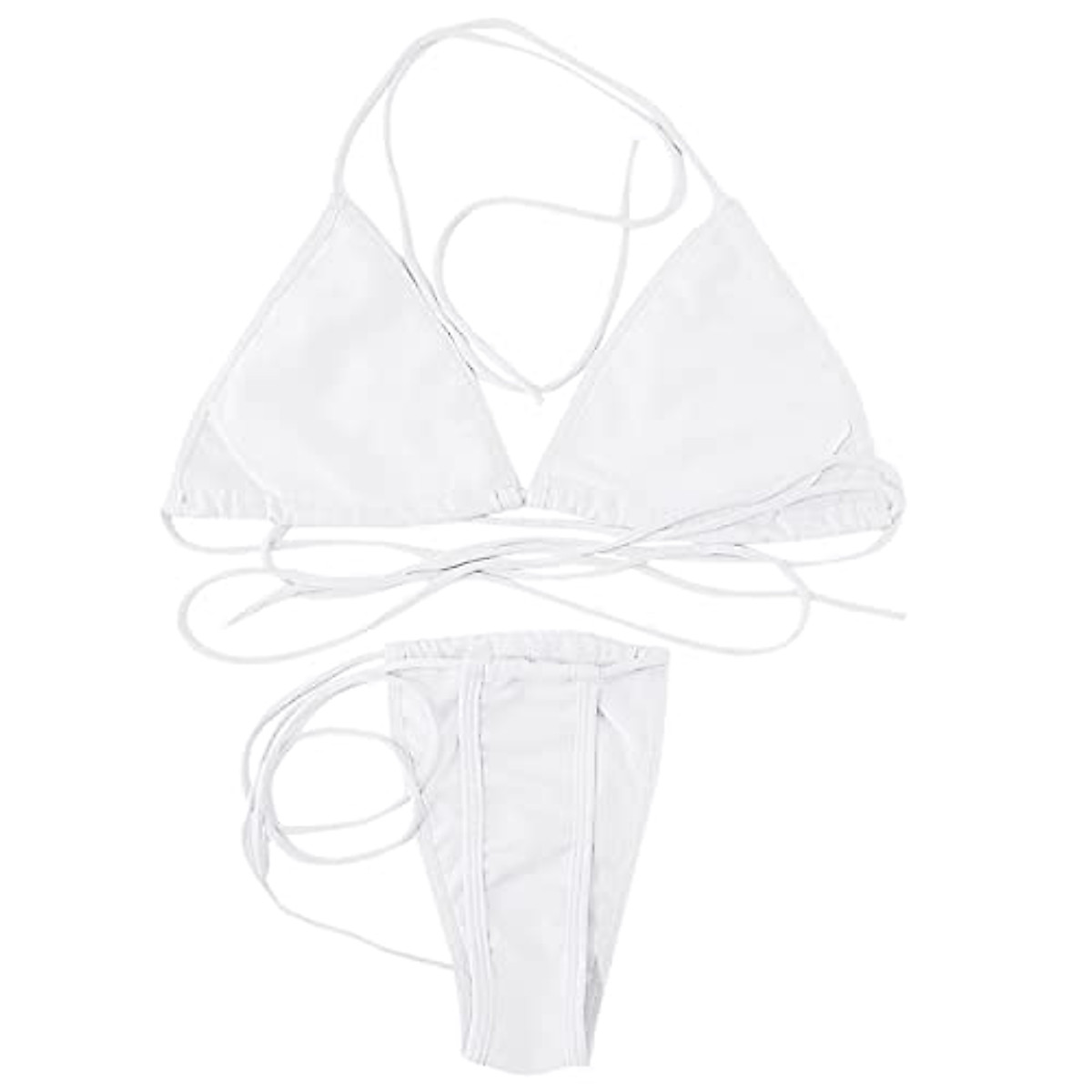 INGWHW Strappy Lingerie Bodysuit, Red Lingerie Top Sexy Women Lingerie Babydoll Lingerie For Women's Split Fashion Solid Color Print Bikini Underwear (With Chest Pad) Pajamas Lengerie (XXL, White)