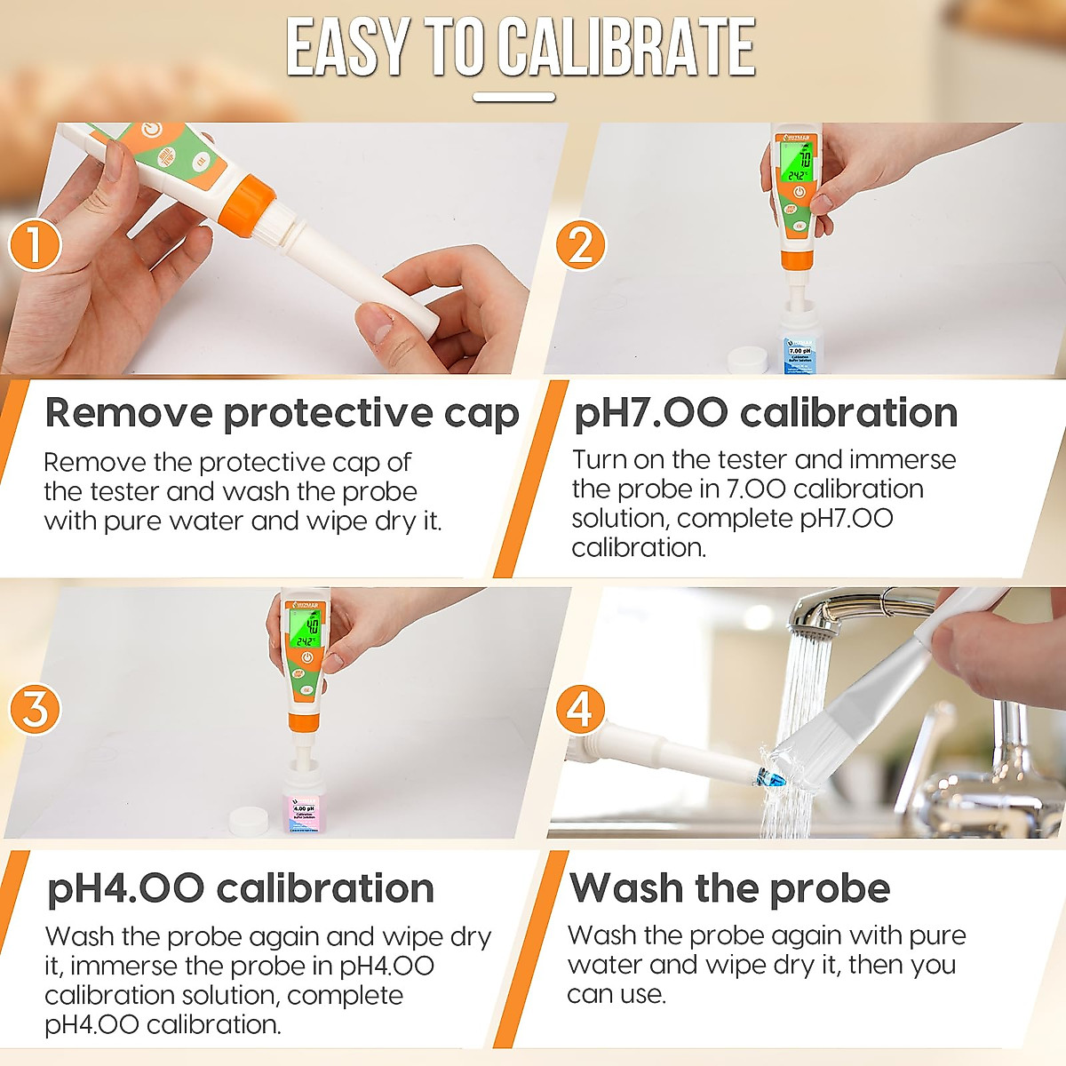 UIUZMAR pH Tester for Food Digital pH Meter for Sourdough Starter and Dough Spear Sensor Food pH Kit Works for Fermented Sausages Cheese Sushi Rice Canned Jam Soapmaking and Other Solid Semi-Solid