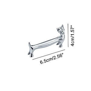 IUAQDP 6 Pieces Cat Chopsticks Holders, Metal Bow Tie Cat Chopstick Rest Racks, Silver Chopstick Pillow Stands for Spoon Fork Knife Tableware Brush Home Restaurant Craft Table Decoration