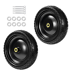 LTNICER 13" Tire Compatible with Gorilla Cart, 4.00-6 Flat Free Solid Tire and Wheel (Solid Polyurethane) for Wagon,Wheelbarrow,Yard Trailers-5/8" Bearings,Offset Hub 2.1" (2 Pack)