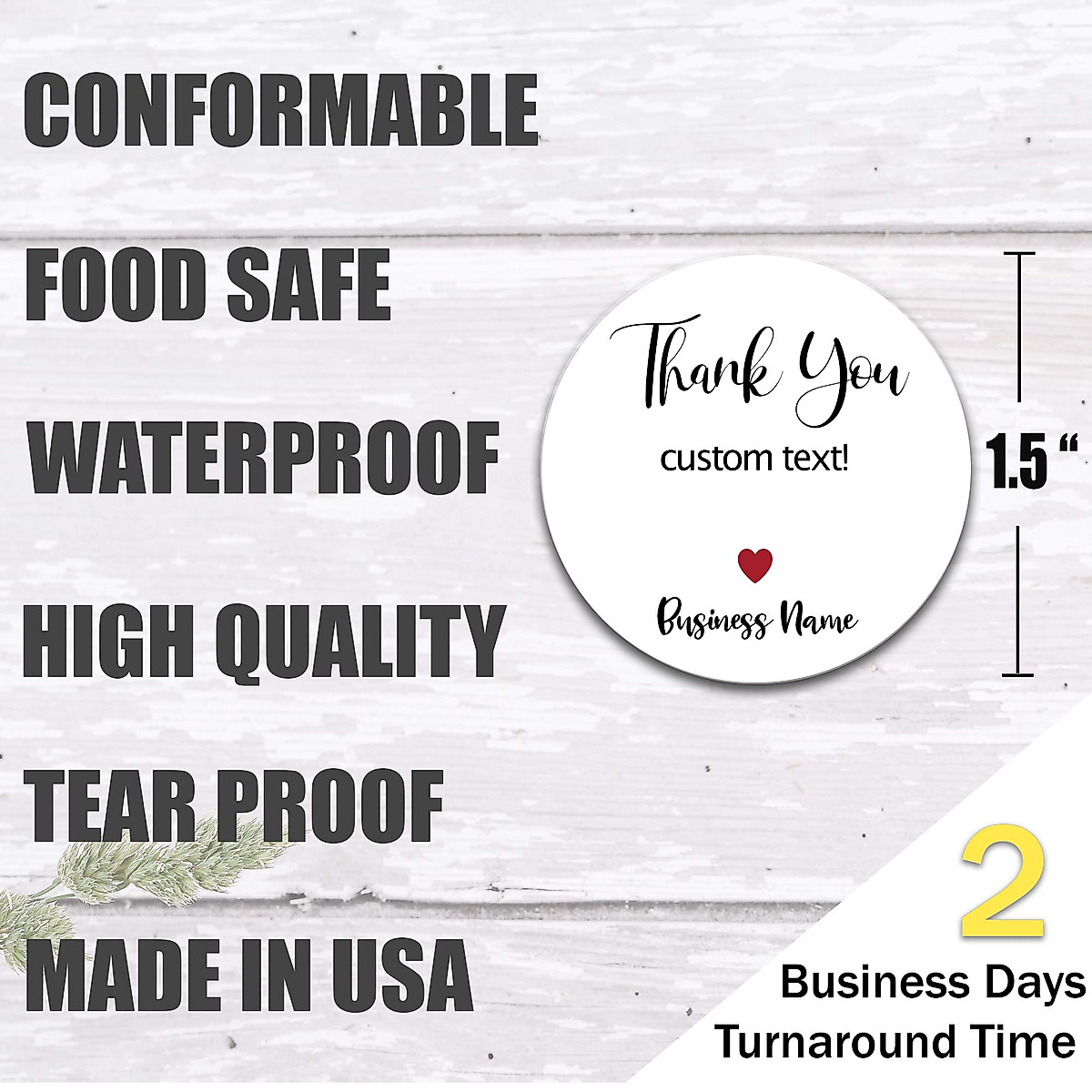 Personalized Thank You Stickers - Set of 80 Custom Thank You for Your Order Stickers, Self Adhesive Flat Sheet 1.5 Inch Round Labels for Small Business Packaging (Thank You)