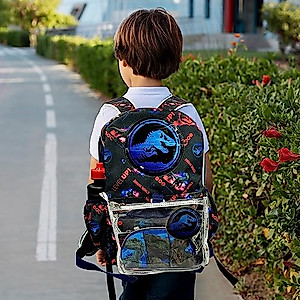 Fast Forward Jurassic Park Backpack for kids - 6 pieces Set, Dinosaur Backpack with Lunch Box, Perfect for Back to School & Elementary Age Boys