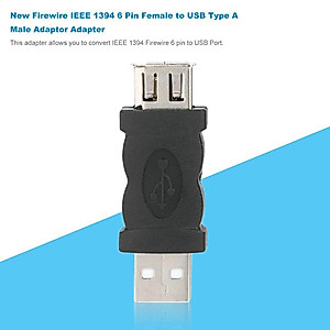 ANRANK AF201394AK USB 2.0 Type A Male to Firewire IEEE 1394 6 Pin Female Adaptor Convertor Plug
