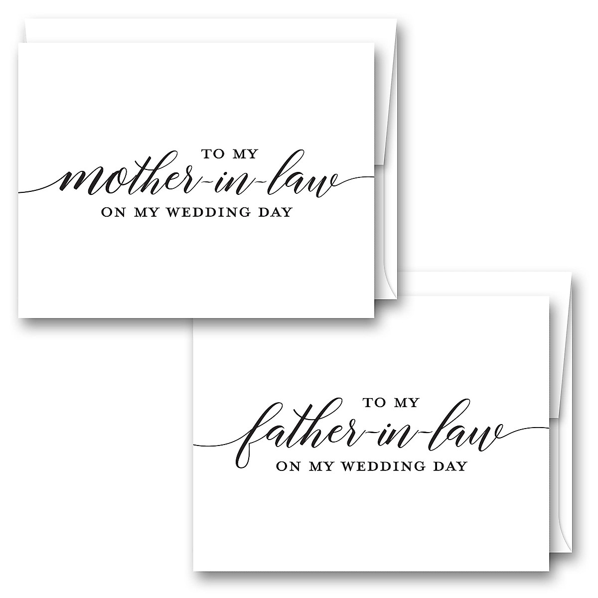InvitationHouse Simple Script To My Mother-in-law | To My Father-in-law Wedding Day Folded Note Card Set (Black)