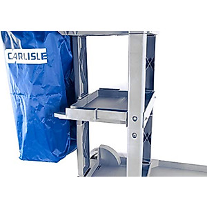 Carlisle FoodService Products Janitorial Cart Long Platform Cart with 25 Gallon Trash Bag for Restaurants, Hospitals, and Schools Plastic, 49 X 21 X 39 Inches, Gray