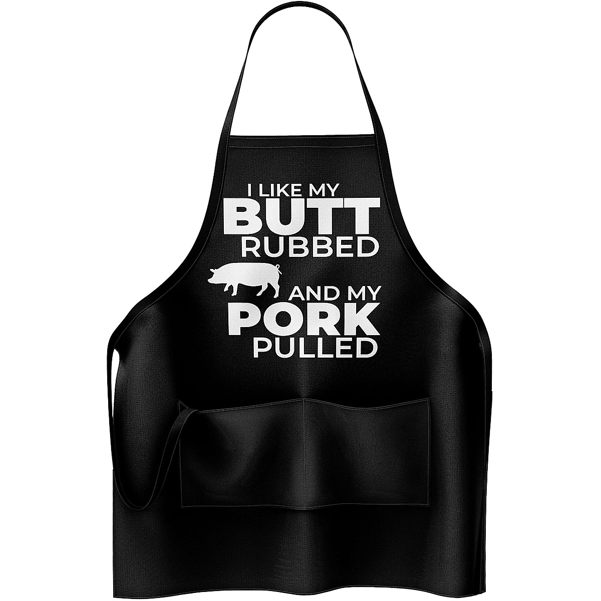 Funny Apron for Men - I Like My Butt Rubbed And My Pork Pulled - Adjustable Large 1 Size Fits All - Poly/Cotton Apron with 2 Pockets - BBQ Gift Apron for Father, Husband, Chef