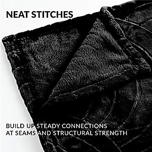 SOFTBEAR Black Throw Blanket Flannel Fleece Semi-Circular Pattern, Soft, Fluffy, Plush and Warm Blanket for Bed, Couch, Sofa, Camping