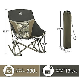 TIMBER RIDGE Portable Rocking Camping Adults Patio Rocker Chair Foldable for Lawn, Yard, Indoor, Support up to 300 lbs, Carry Bag Included, Camo