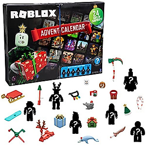 Roblox 2024 Holiday Advent Calendar for Kids, 24 Day Gift Playset - Toy Set Includes 6 Figures, 18 Accessories, 2 Redeemable Codes & More - 30 Pieces Total - Christmas Gift for Boys & Girls Ages 6+