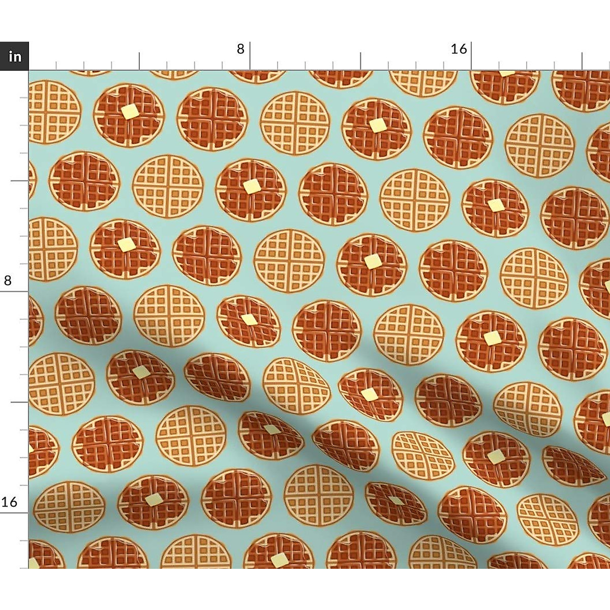 Spoonflower Fabric - Dark Mint Waffle Breakfast Food Printed on Petal Signature Cotton Fabric by The Yard - Sewing Quilting Apparel Crafts Decor
