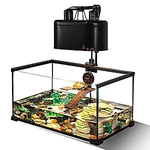 REPTIZOO Reptile Heat Lighting Kit, Dual Reptile Lamp Fixture with 100W UVA Reptile Heat Lamp Basking Spot Light and 26W UVA UVB Reptile Light 5.0 Fluorescent Bulb for Turtle Lizard Snake