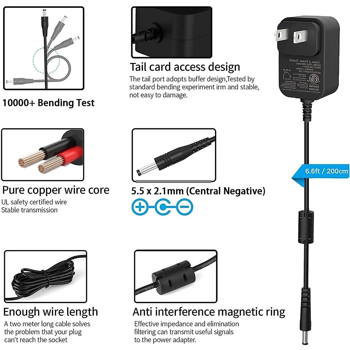 DC 9V Power Adapter for Casio Keyboard WK-110 WK-200 WK-210 CTK-720 CTK-710