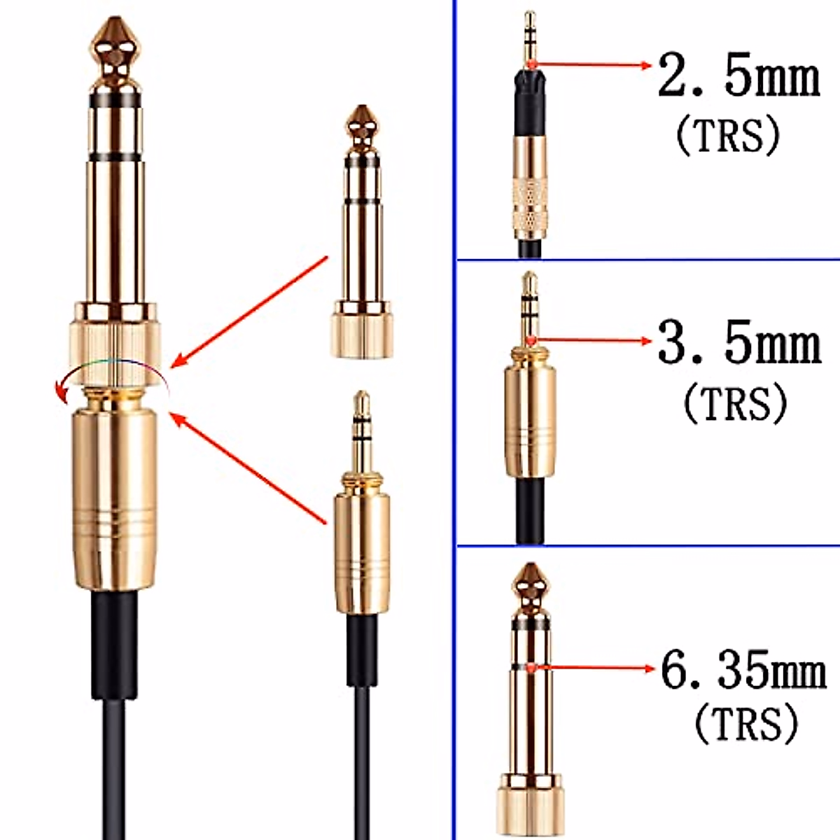 FAAEAL HD598 Cs Coiled Audio Cable Replacement for Sennheiser HD599 SE HD558,HD518,ATH-M50X,ATH-M70X Headphones,2.5mm to 3.5mm Extension Aux Cord with 6.35mm(1/4") Adapter 4.2ft-14ft