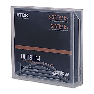 TDK 1/2" Ultrium LTO-6 Cartridge, 2538 ft, 2.5TB Native/6.25TB Compressed