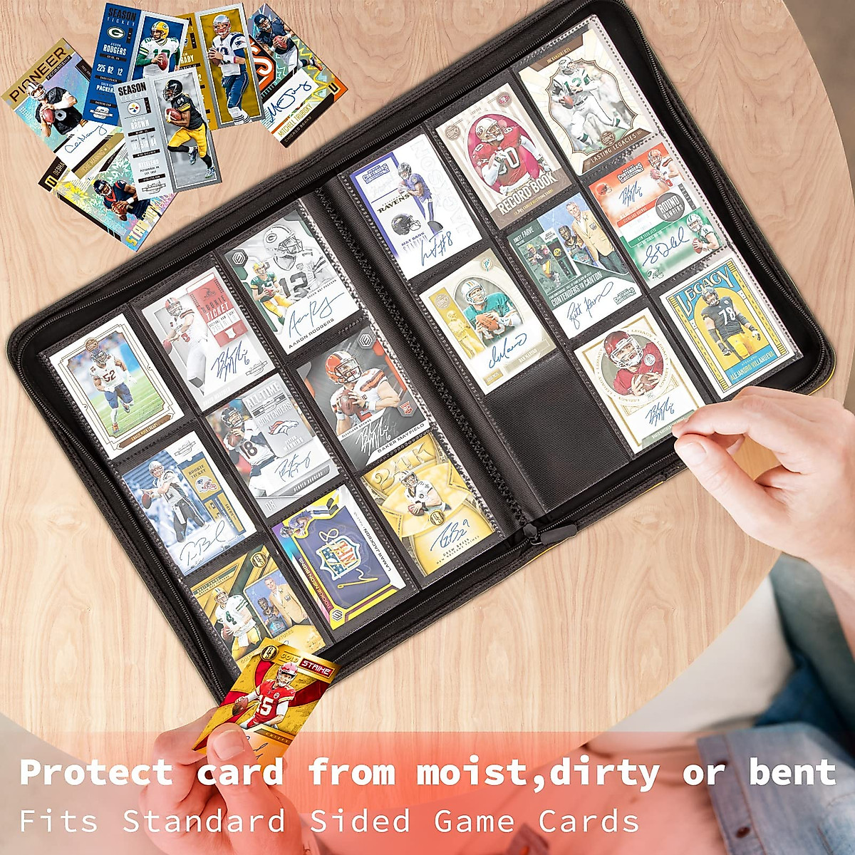 zeerliki 9-Pocket Trading Card Binder, 432 Pockets Game Card Holder Album with Black Sleeves, Side-Loading Pocket Zipper Binder Case for MTG,TCG,Sport Cards,Photocard