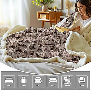 BlessLiving Fuzzy Dog Blanket for Kids Adults Puppy Lovey Fleece Blanket Reversible Animal Pattern Sherpa Throw (Weimaraner, 108x 90 Inches)