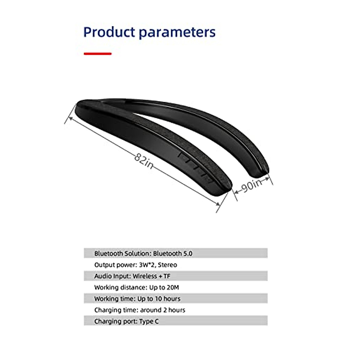 VANPEUSO-905 Neckband Bluetooth Speaker, Bluetooth 5.0 Built-in mic, Portable Wireless Wearable Speaker, True 3D Stereo Surround Sound, Ideal for Home&Outdoors(Black)