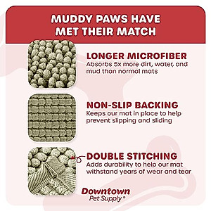 My Doggy Place Microfiber Dog Mat for Muddy Paws, 60" x 36" Oatmeal - Non-Slip, Absorbent and Quick-Drying Dog Paw Cleaning Mat, Washer and Dryer Safe - X-Large/Runner