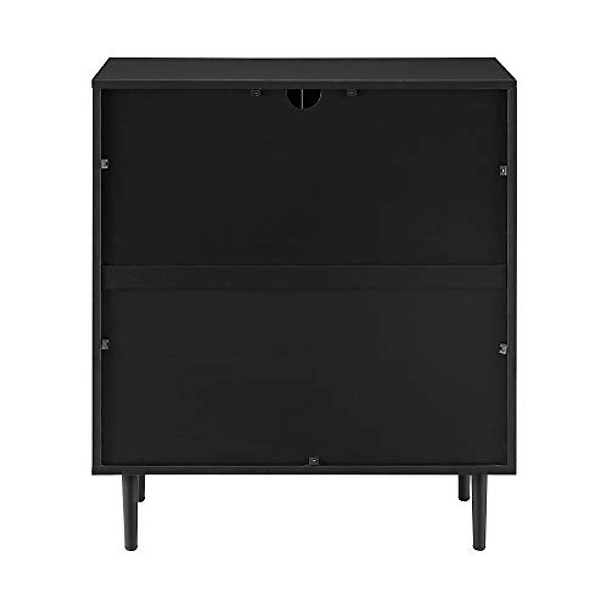 Walker Edison Fehr Mid Century Modern 2 Door Bookmatch Accent Cabinet , 28 Inch, Black