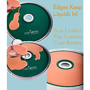 2 Fruit Leather Silicone Dehydrator Sheets with EDGES fits Elite Gourmet EFD-319 Round Dehydrators NON-Toxic Lip EFD319 Mold Hold Batter Liquids Fruit Roll Up Fruit Leather Circle ReUsable Flexible