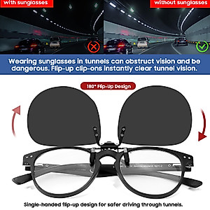 Trysee Clip on Sunglasses Over Prescription Glasses for Men Women Polarized Flip Up for Eyeglasses Anti Glare TS103
