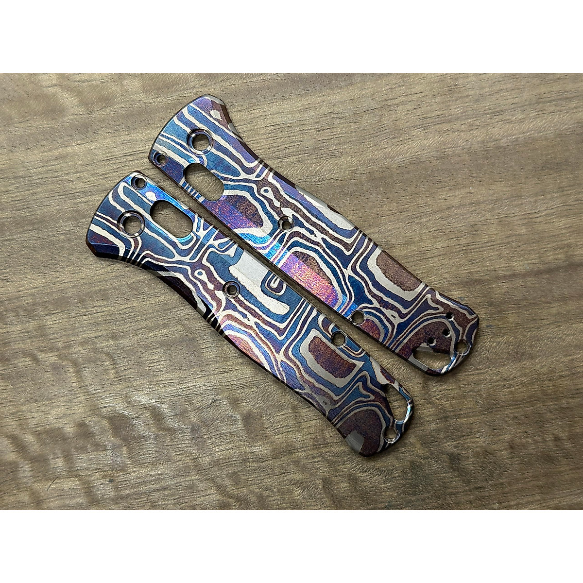 Mokume pattern heat ano engraved Titanium Scales for Benchmade Bugout 535