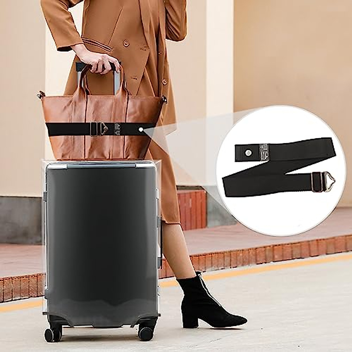 CYCFORCE Luggage Cover Set Clear PVC Luggage Cover & 2-in-one Luggage Strap Thickened Suitcase Cover 28 Inch Luggage Protector for Wheeled Suitcase (28-Inch)